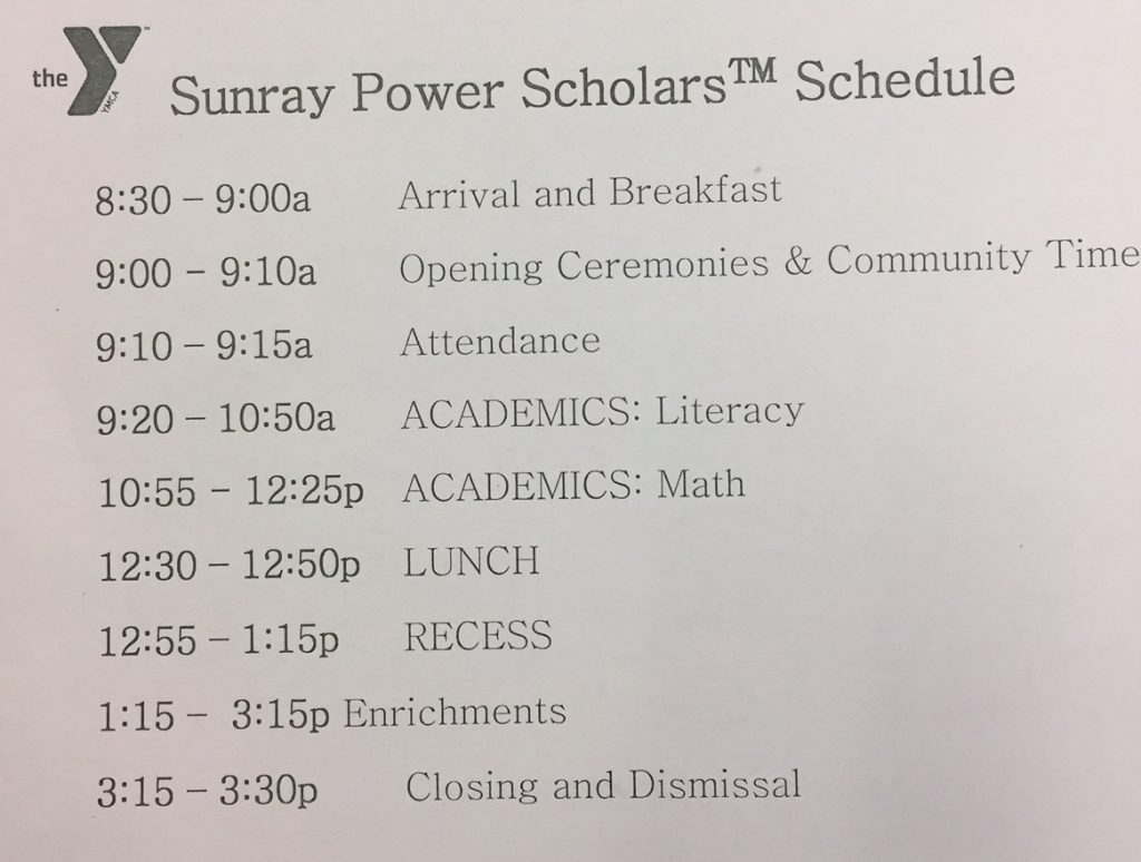 schedule | Sunray Elementary School
