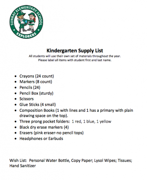 Kindergarten School Supply List Sunray Elementary School kindergarten-school-supply-list-sunray-elementary-school