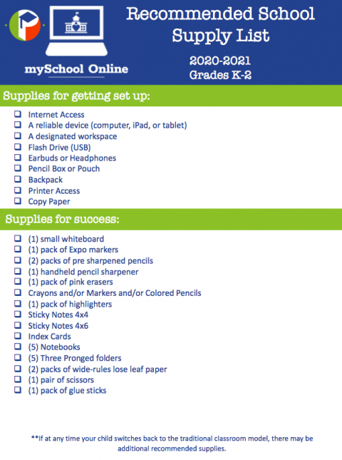 My School Online: Primary (K-2) School Supply List | Sunray Elementary ...